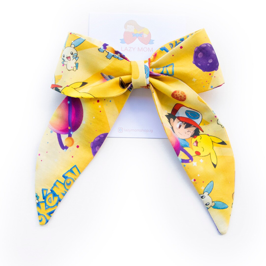 Pikachu Hair Bow, Pokemon Hair Tie, Pokemon Birthday Gift, Pokemon Hair ...