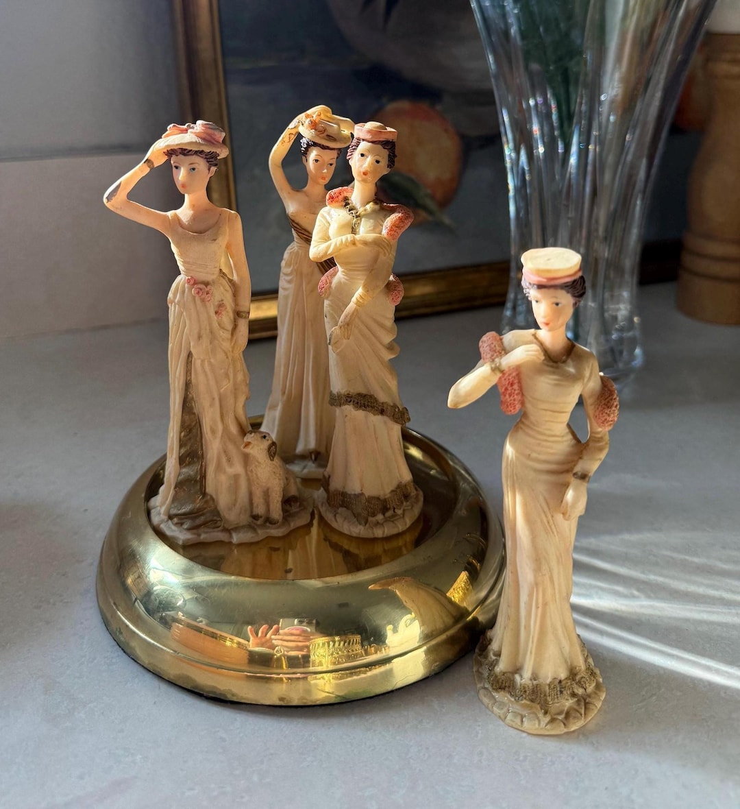 Antique Lady Resin Figures Set of 4 - Etsy