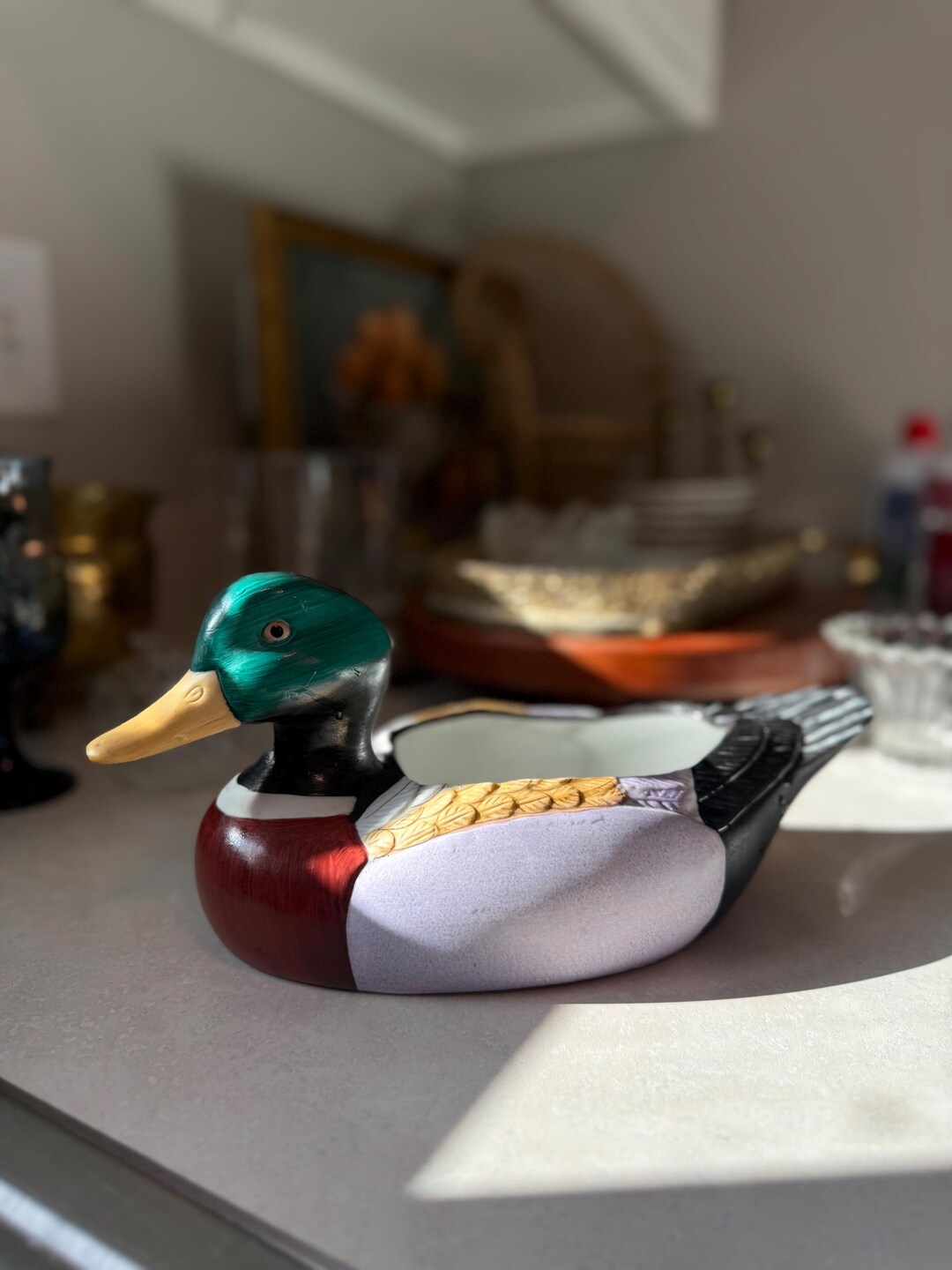 Vintage Mallard Emerald Ceramic Duck Planter - Etsy