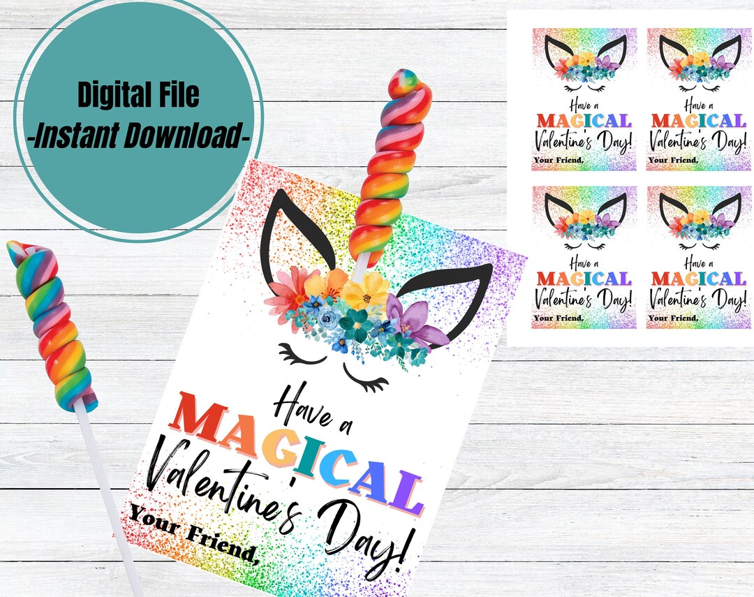 Printable Kids Unicorn Lollipop Valentine Cards (PDF) - Etsy