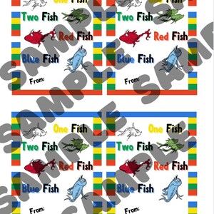 Instant Download Dr. Seuss Printable Kids Class Favor, One Fish Two ...