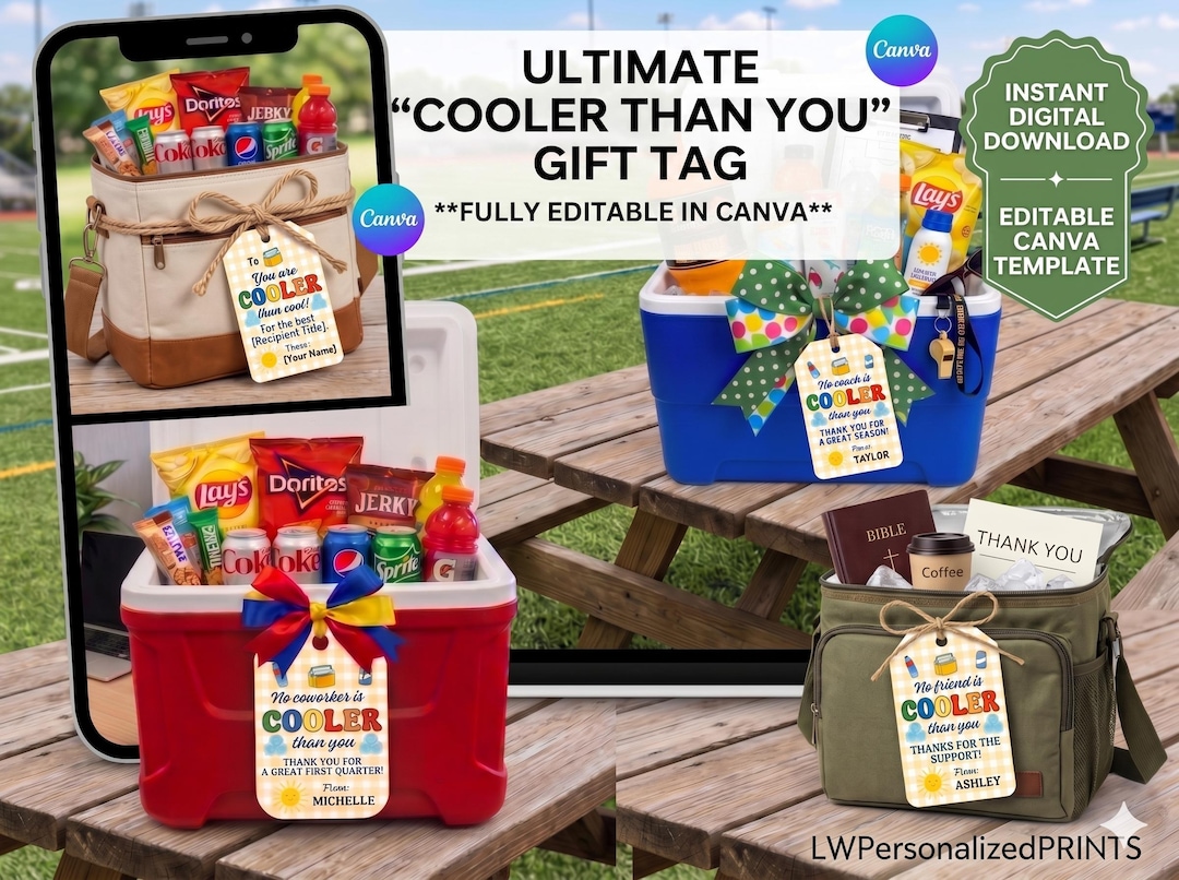Editable Cooler Gift Tag Printable, "cooler Than You" Tag, Custom ...