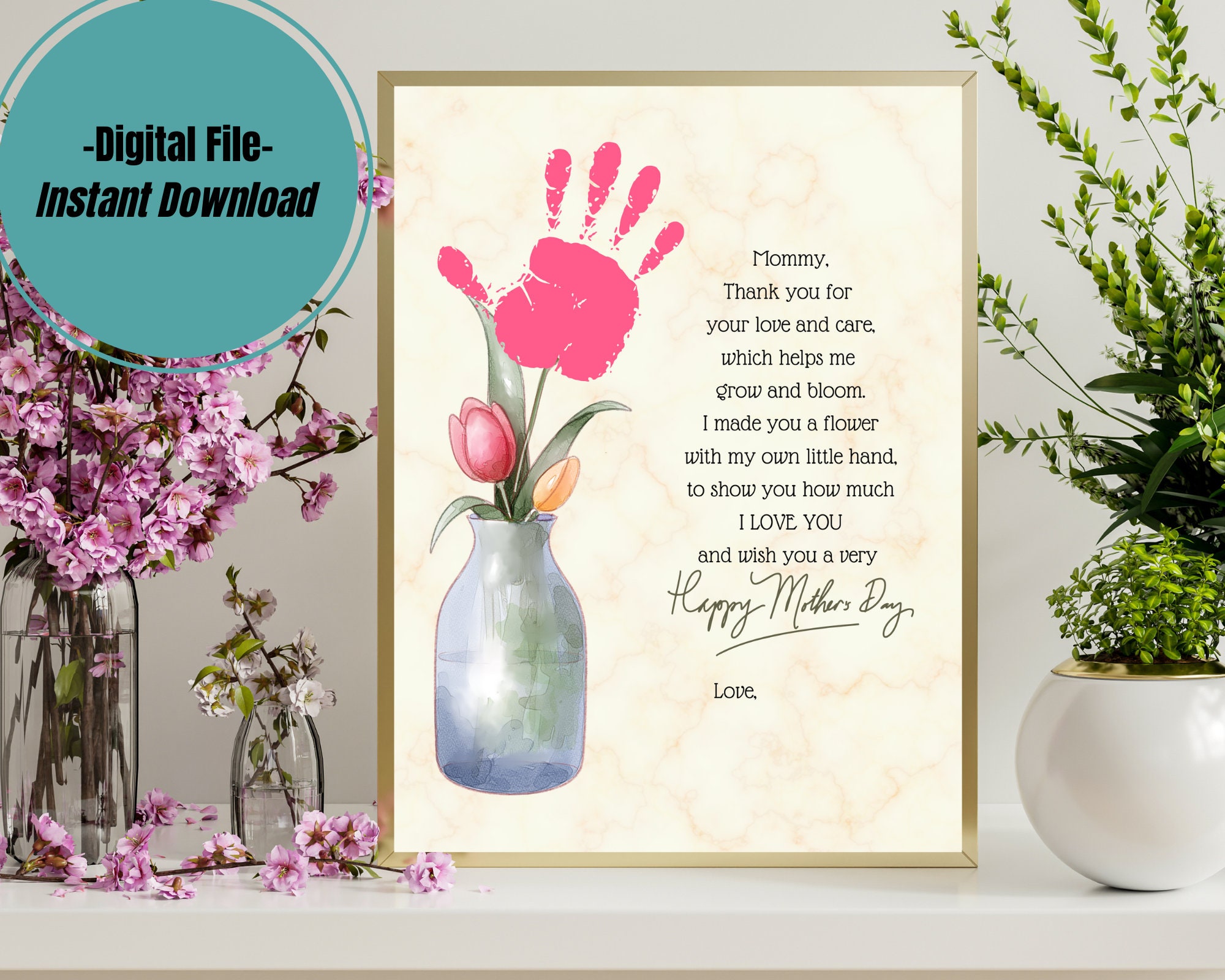 Printable Mother's Day Handprint Gift, Mommy Appreciation, Beautiful ...