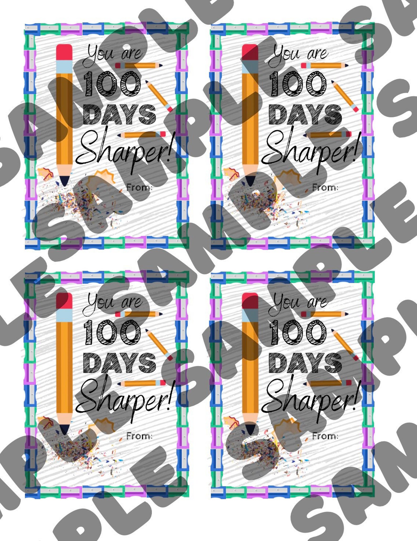 Instant Download 100 Days Sharper Kids School Tag, Printable Tag, Class ...