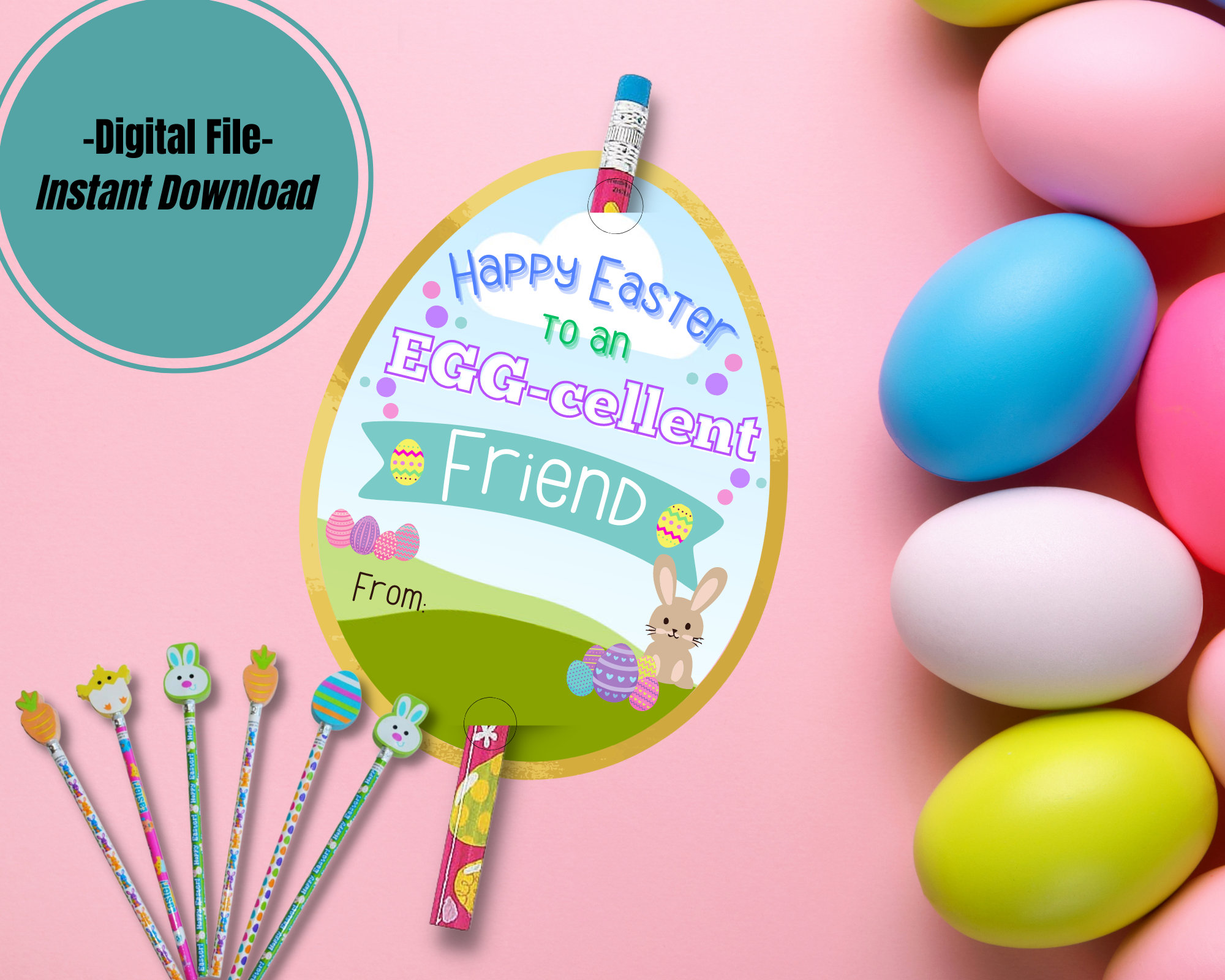 Instant Download Happy Easter Egg-cellent Friend Tag, Class Favor ...