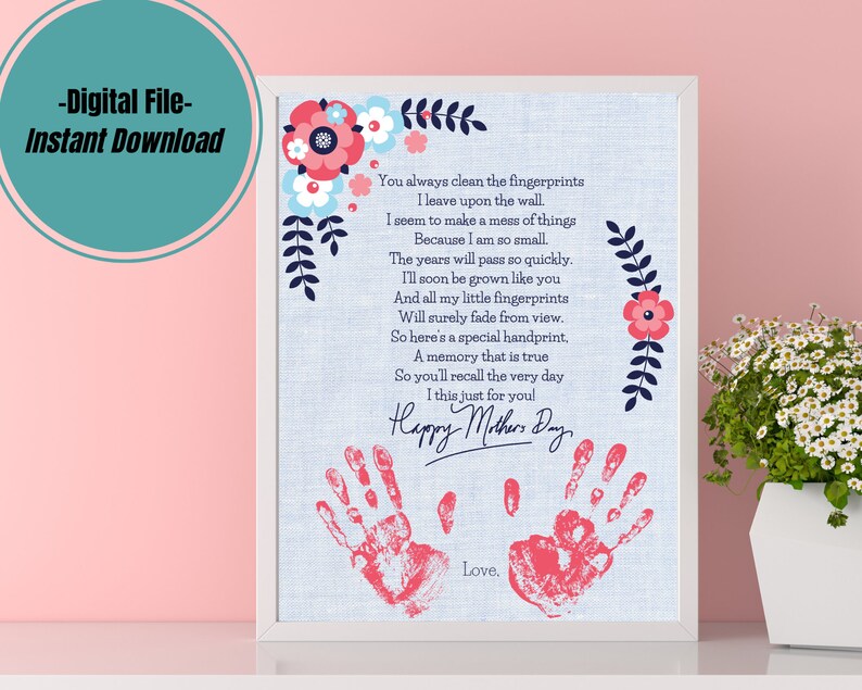 Printable Mother's Day Handprint Gift, Mom Appreciation Gift, Framed ...