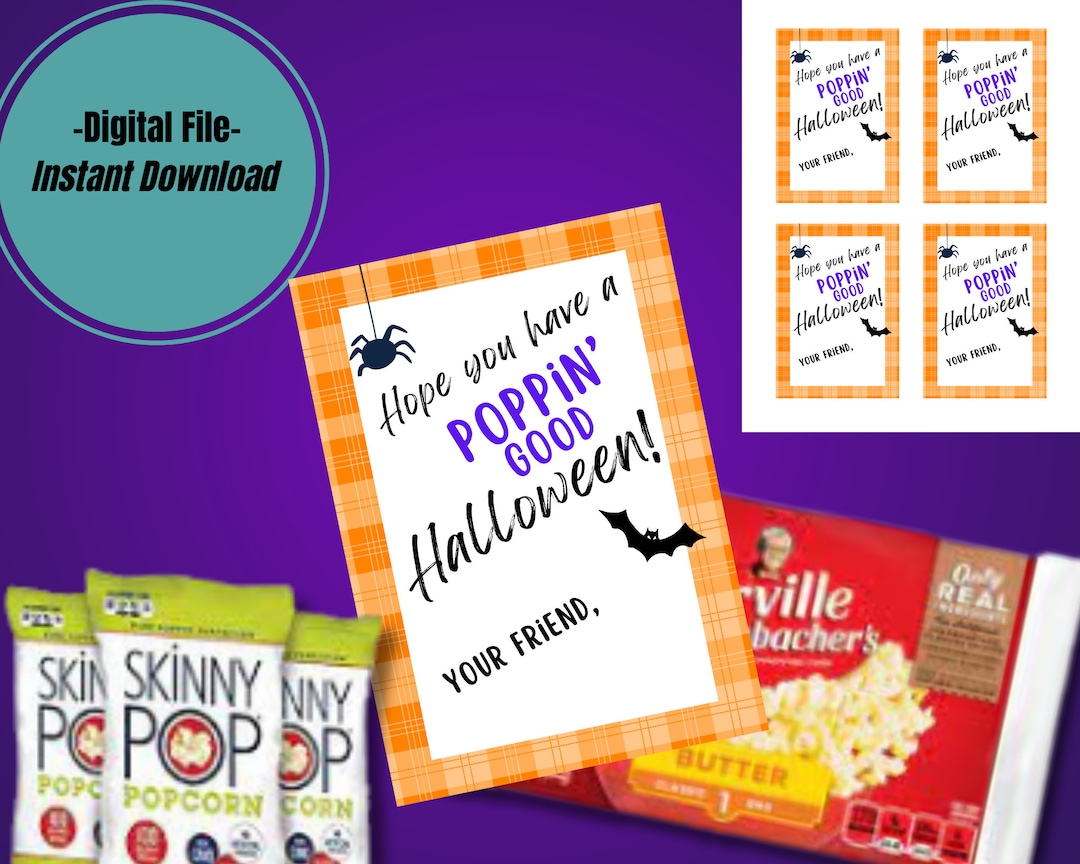 Instant Download Halloween Poppin' Halloween Printable, Popcorn ...