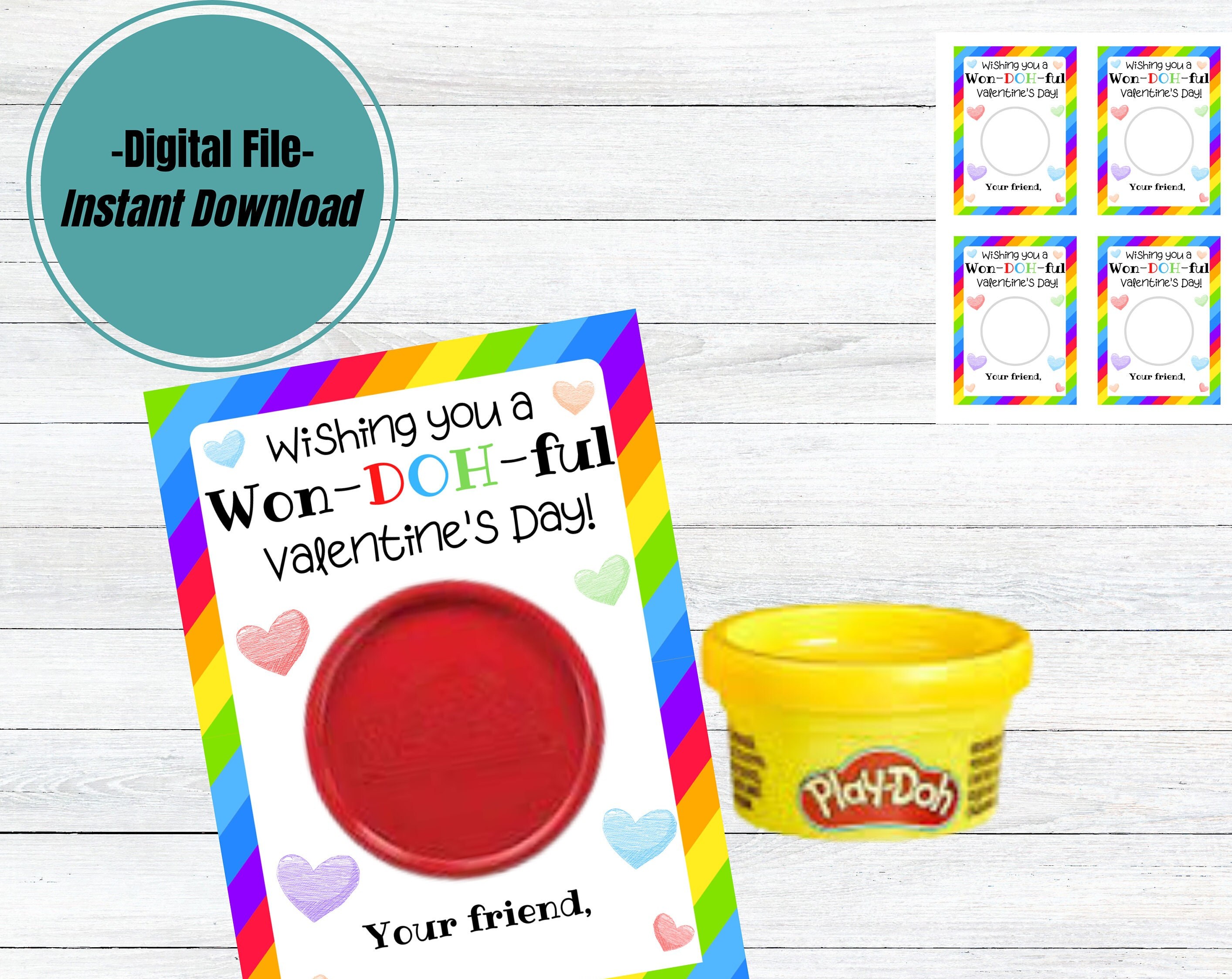 Instant Download Kids Playdoh Valentine Card Non-candy Class - Etsy