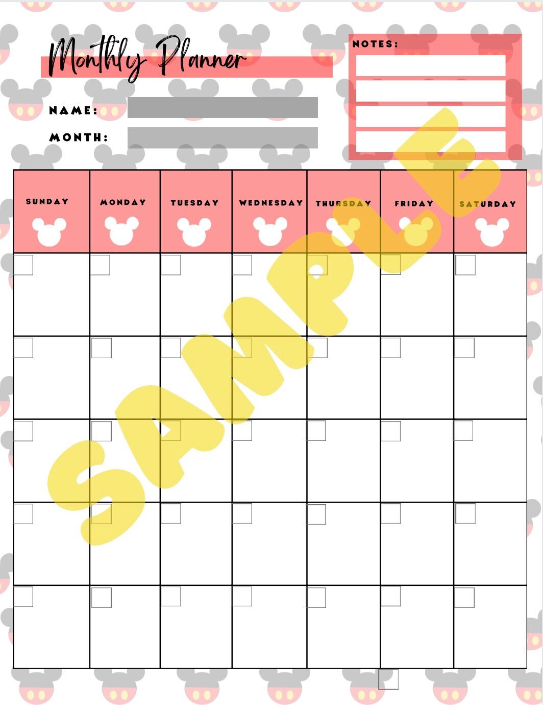 Instant Download Planner Cute Mouse Planner Cartoon - Etsy