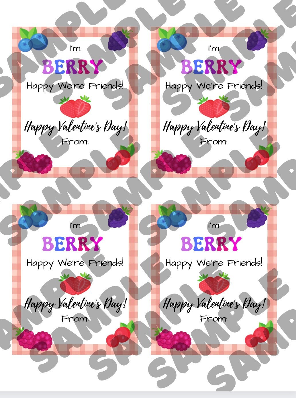 Printable Fruit Snack Kids Valentine, Gummy Valentines, Non-candy ...