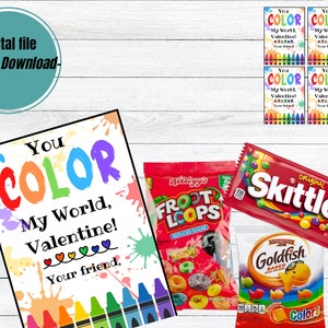Instant Download Kids Printable Valentine, Colorful Valentine Printable ...