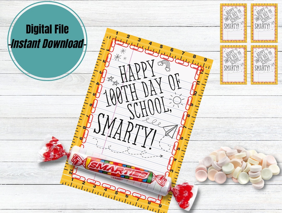 Instant Printable 100 Days of School Tag, Kids Class Tag, School Party ...