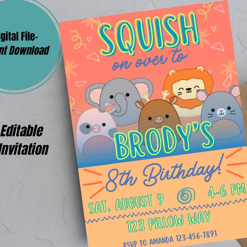 Squishy Party Invitation - Etsy