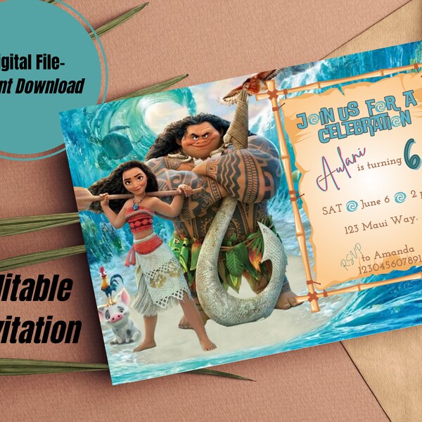 Maui Birthday Invite Template - Etsy