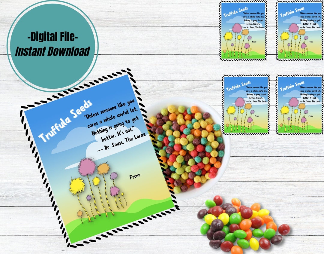 Instant Download Dr. Seuss Printable Kids Class Tag, Lorax, Truffula ...