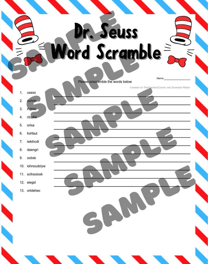 Instant Printable Dr. Seuss Activity Bundle, Read Across America Week ...
