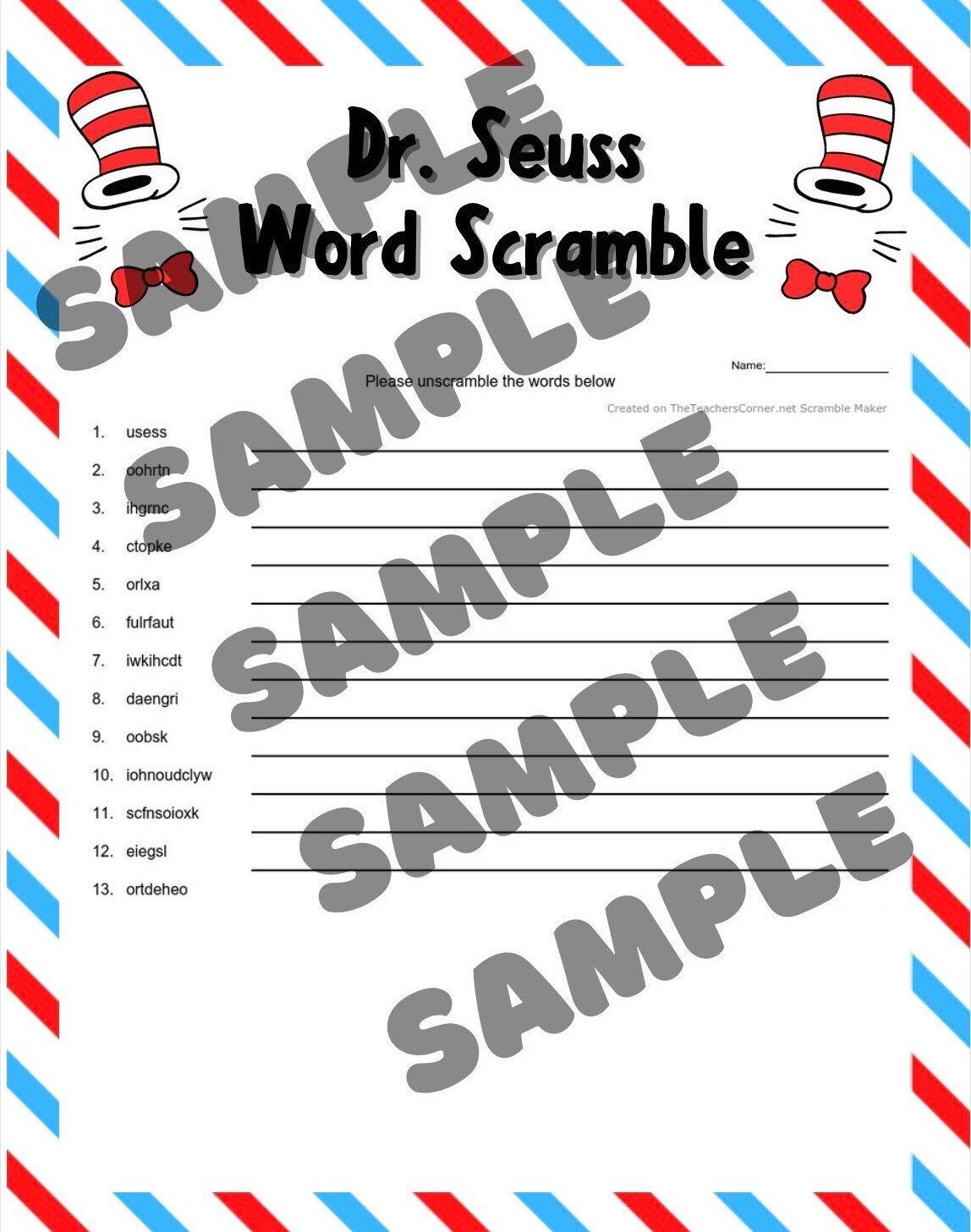 Instant Printable Dr. Seuss Activity Bundle, Read Across America Week ...
