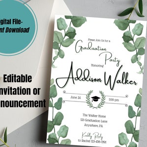 Editable Graduation Party Template, Printable Senior Announcement ...