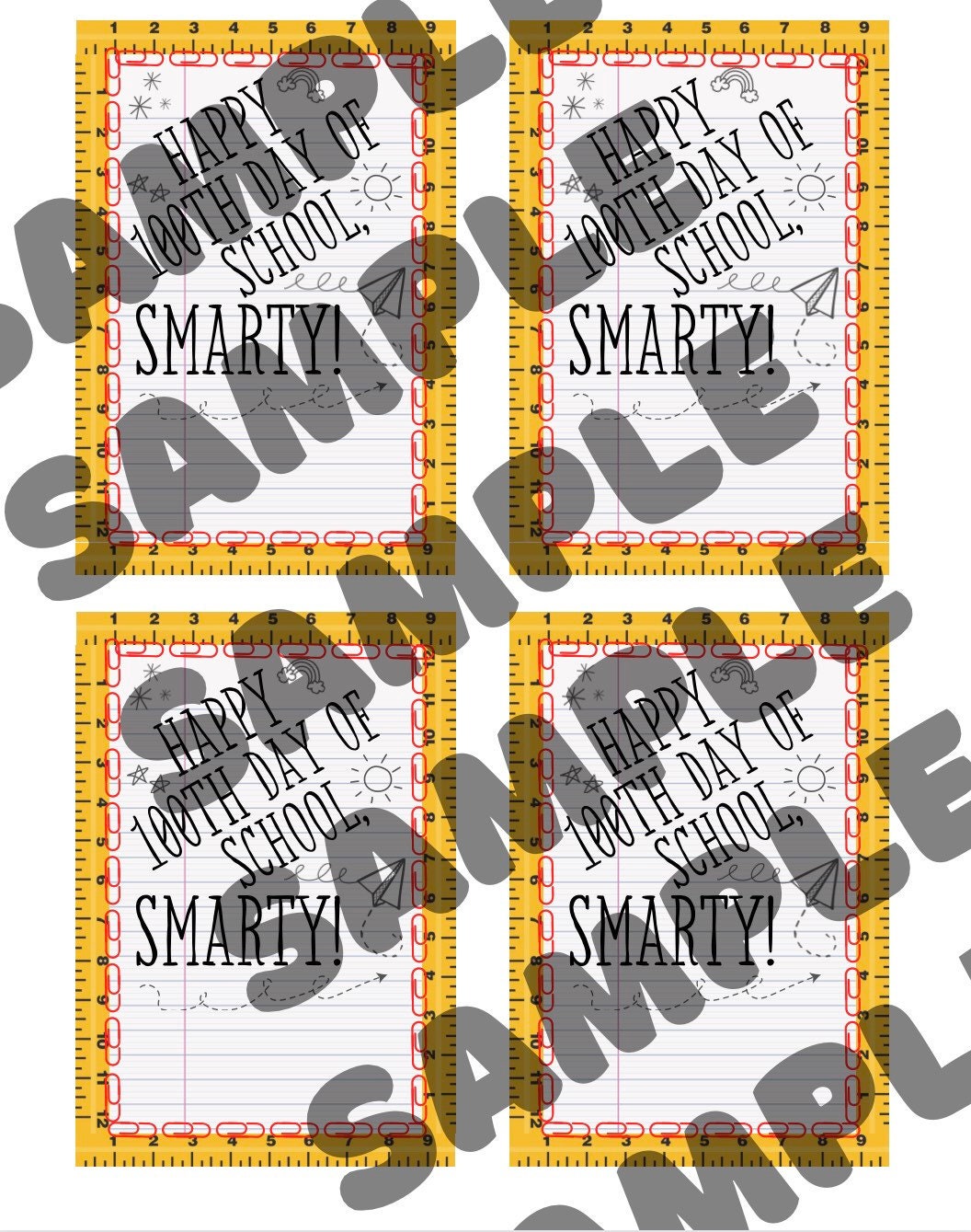 Instant Printable 100 Days of School Tag, Kids Class Tag, School Party ...