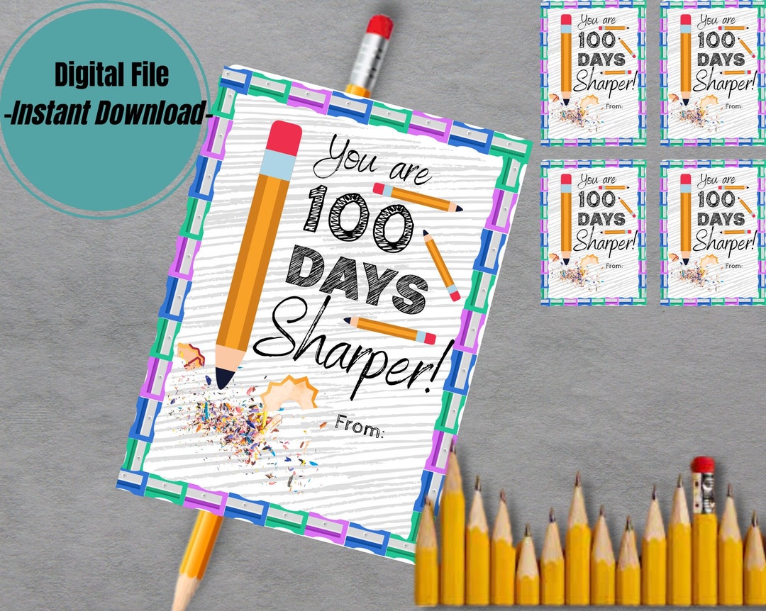 Instant Download 100 Days Sharper Kids School Tag, Printable Tag, Class ...