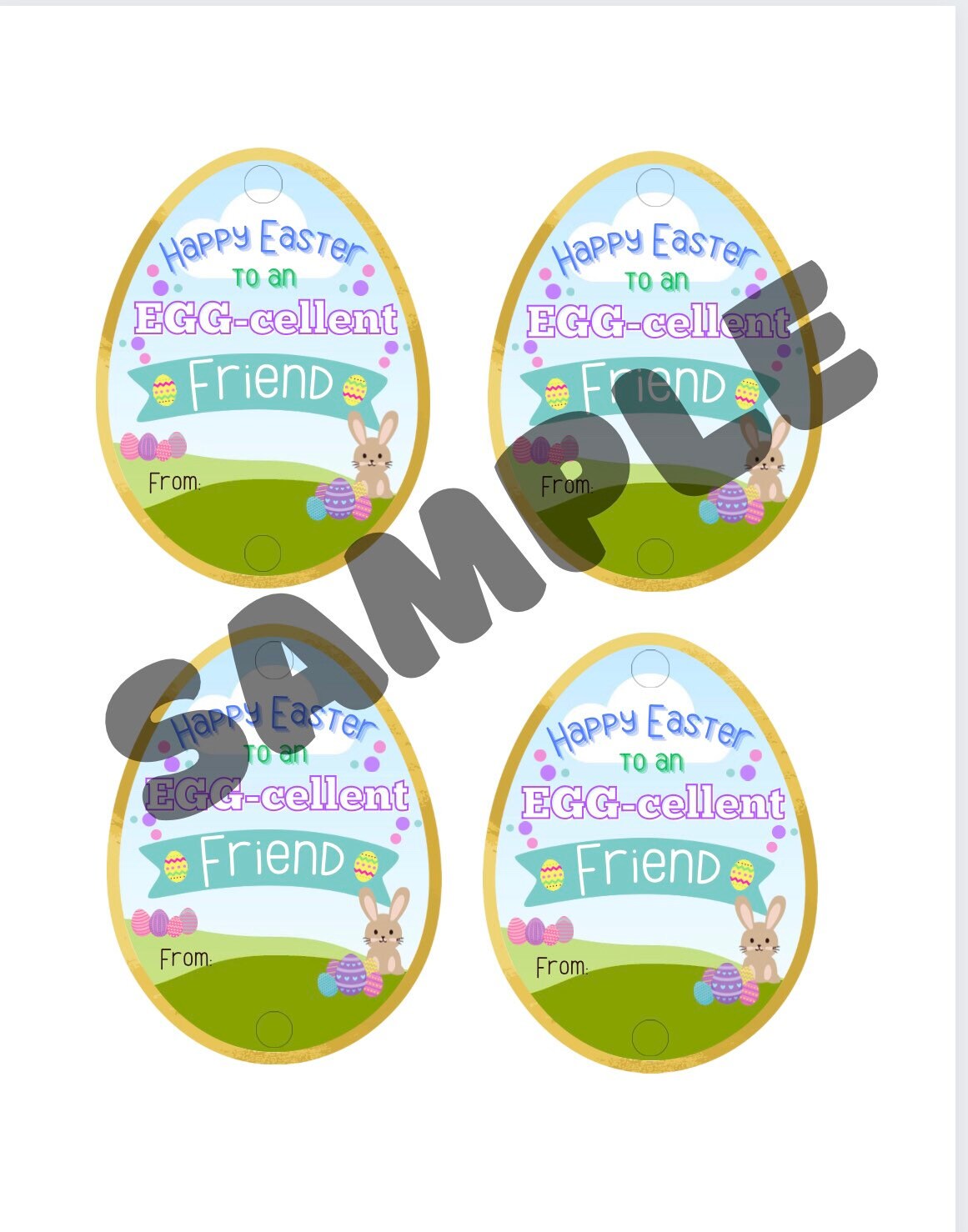 Instant Download Happy Easter Egg-cellent Friend Tag, Class Favor ...