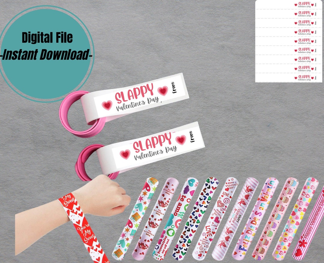 Instant Download Kids Valentine Slap Bracelet, Slappy Valentines Day ...