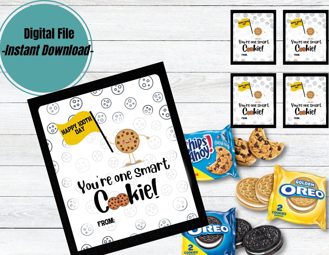 100th Day of School Treat Tag, Printable Cookie Gift (PDF) - Etsy