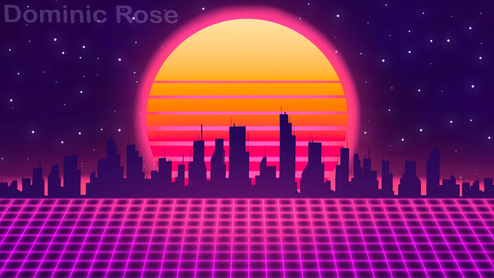Synth Wave City Retro Wallpaper - Etsy