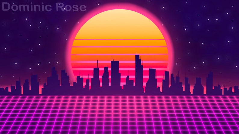 Synth Wave City Retro Wallpaper - Etsy