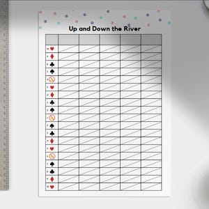 Up & Down the River Card Game Score Tracker Sheet Printable - With ...