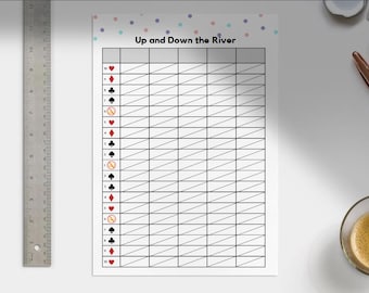 Up & Down the River Card Game Score Tracker Sheet Printable - With ...