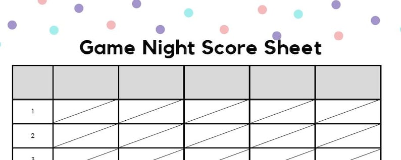 Game Night Score Tracker Sheet - Etsy