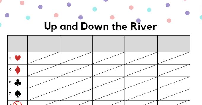 Up & Down the River Card Game Score Tracker Sheet Printable - With ...