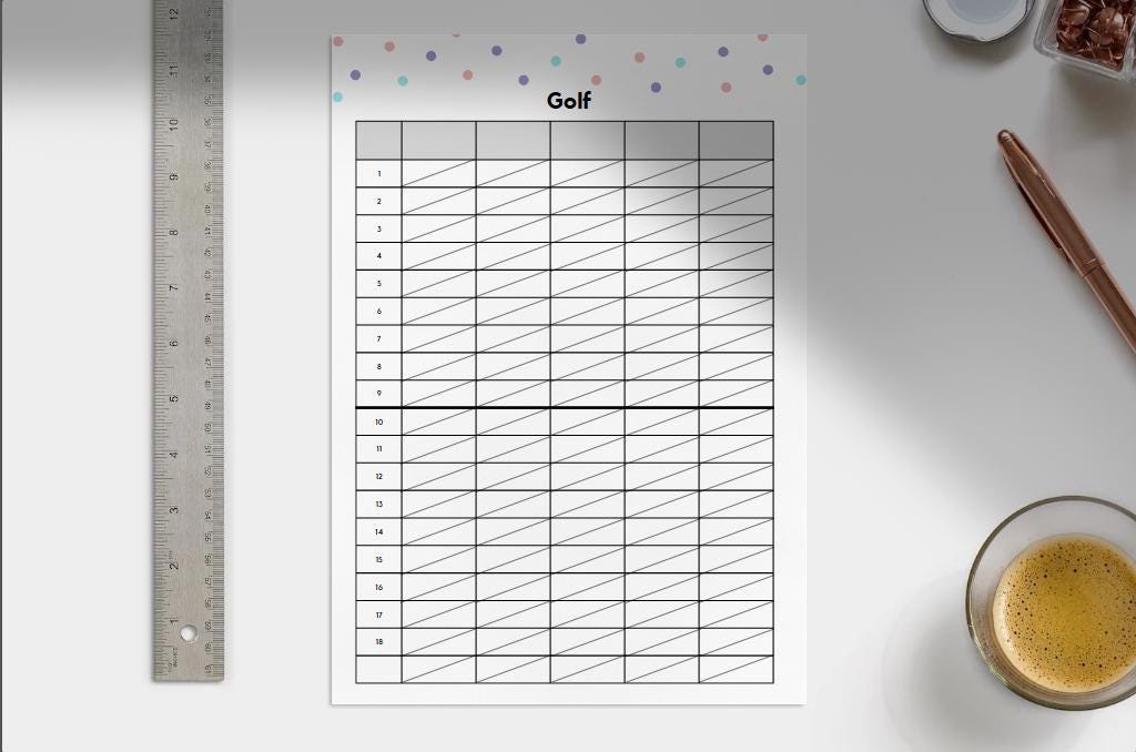 Golf Card Game Score Tracker Sheet Printable - With Rules - Etsy