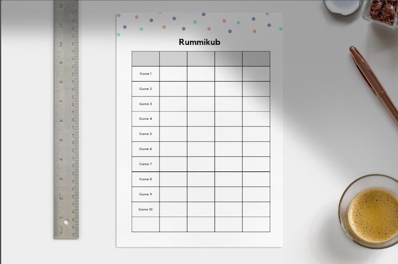 Rummikub Game Score Tracker Sheet Printable - With Rules - Etsy