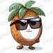Cool Coconut Clipart PNG Dtf/g Digital Download Digital Printable ...