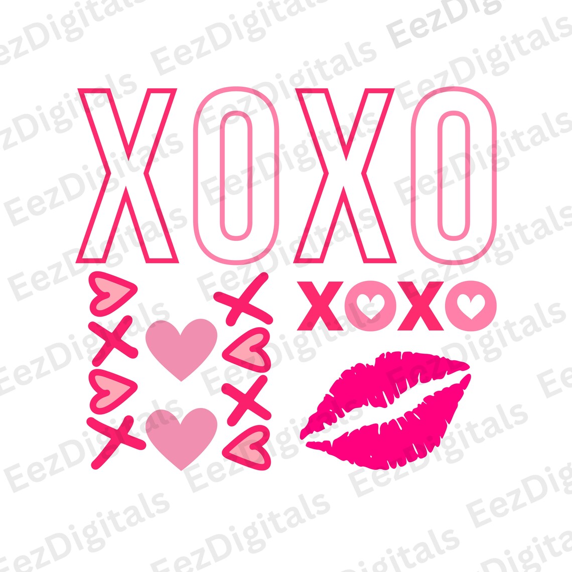 XOXO SVG, Png, Pdf, Digital Cut File, Cricut Maker Silhouette Cameo 4 ...
