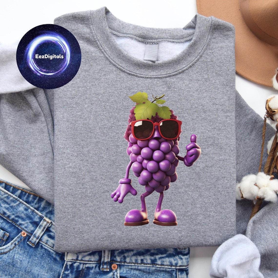 Cool Grapes Purple Clipart Digital Download Printable Cartoon Character ...