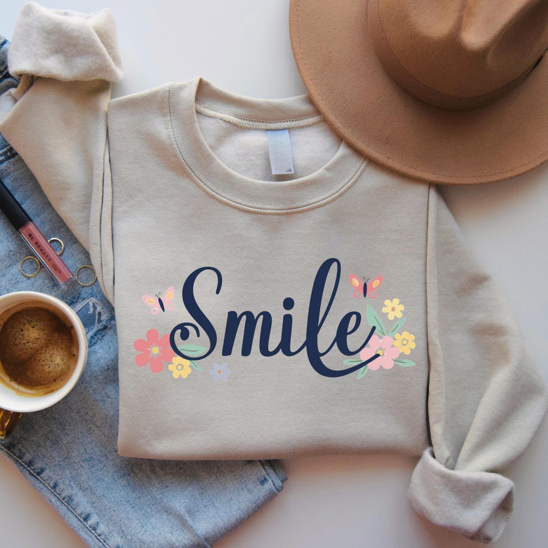 Smile Floral Png, DTF Fancy Cursive Script, Inspirational Quote Png ...