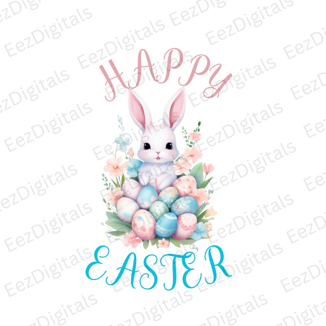 Happy Easter Pdf Png Jpg Digital Cut File Cricut Maker Silhouette Cameo 4 Easter Bunny PNG ...