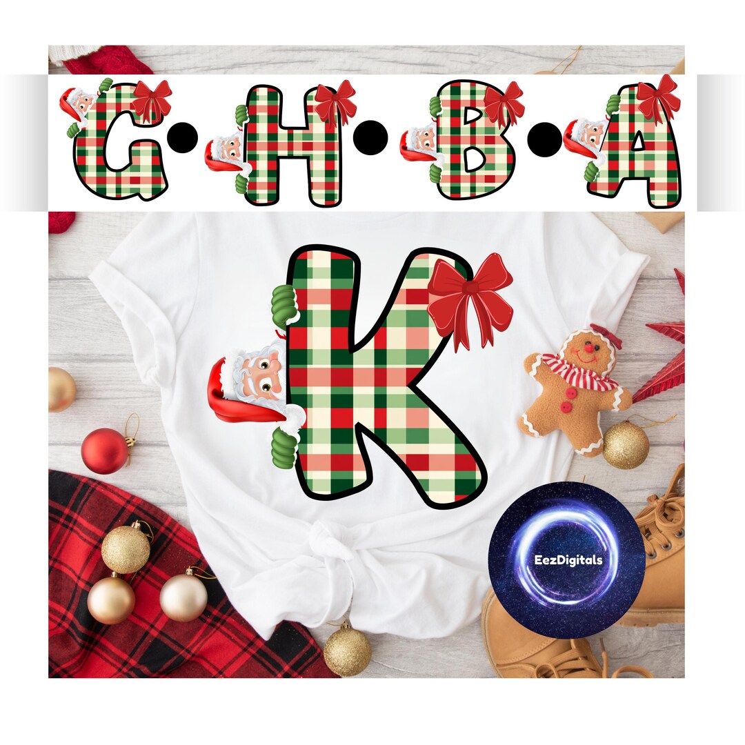 Christmas Alphabet Doodle Font Set PNG 26 Letters Clipart Santa ...