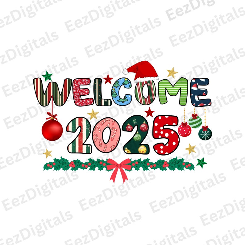 Welcome 2025 Png, Doodle Font Png New Year's PNG, Happy New Year ...