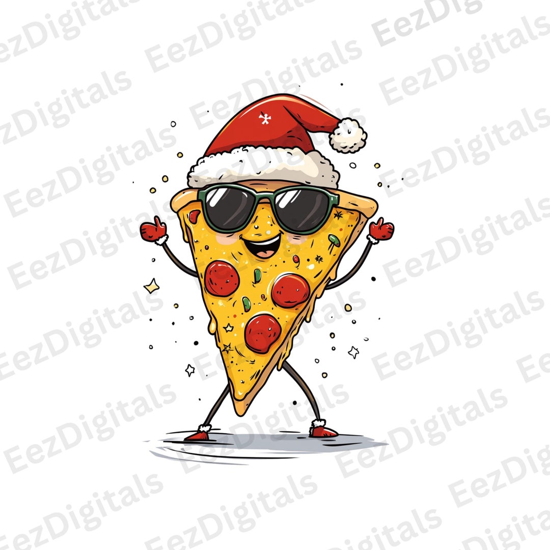 Cool Christmas Pizza Slice PNG Pepperoni Cheese Clipart DTF Sublimation ...