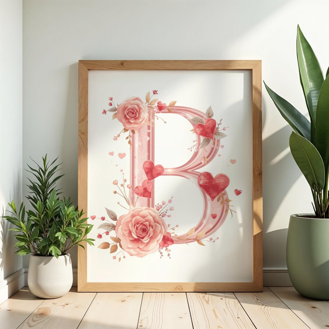 Valentines Day Alphabet Letters PNG Files, Uppercase, Transparent Pinks ...