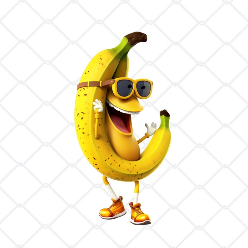 Cool Banana PNG Dtf/g Clipart Digital Download Printable Cartoon ...