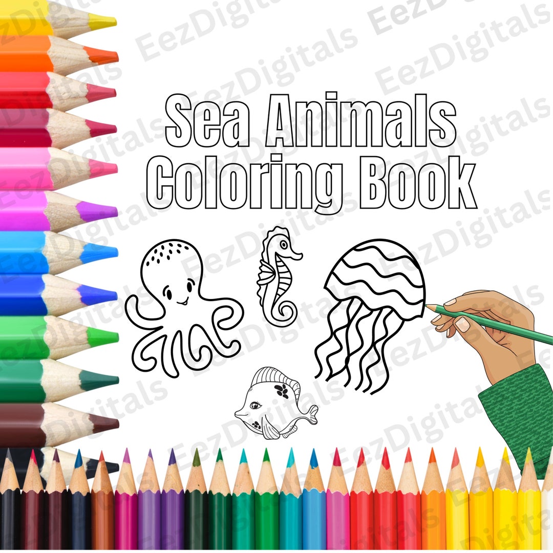Sea Animals Coloring Book PDF Pages for Kids, Learning Writing Words ...
