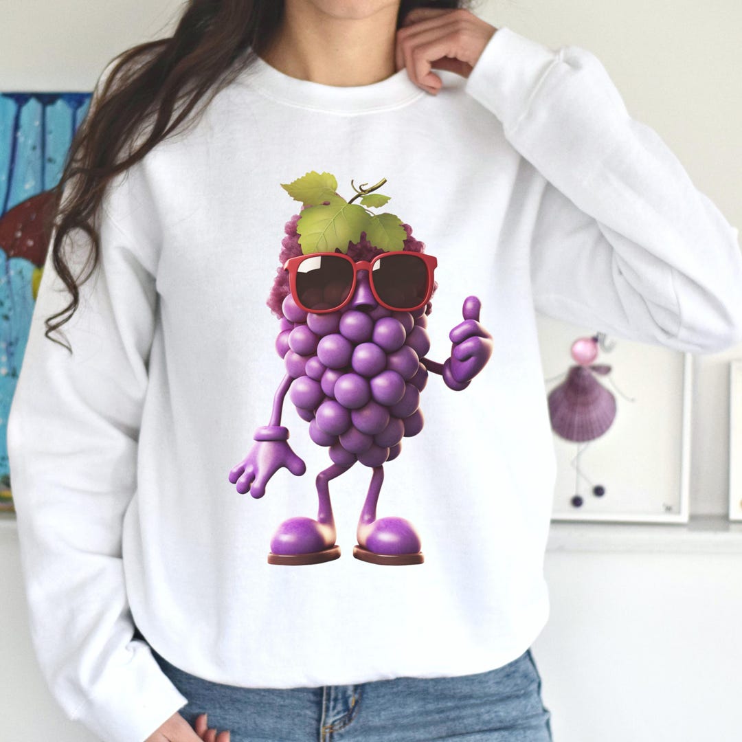 Cool Grapes Purple Clipart Digital Download Printable Cartoon Character ...