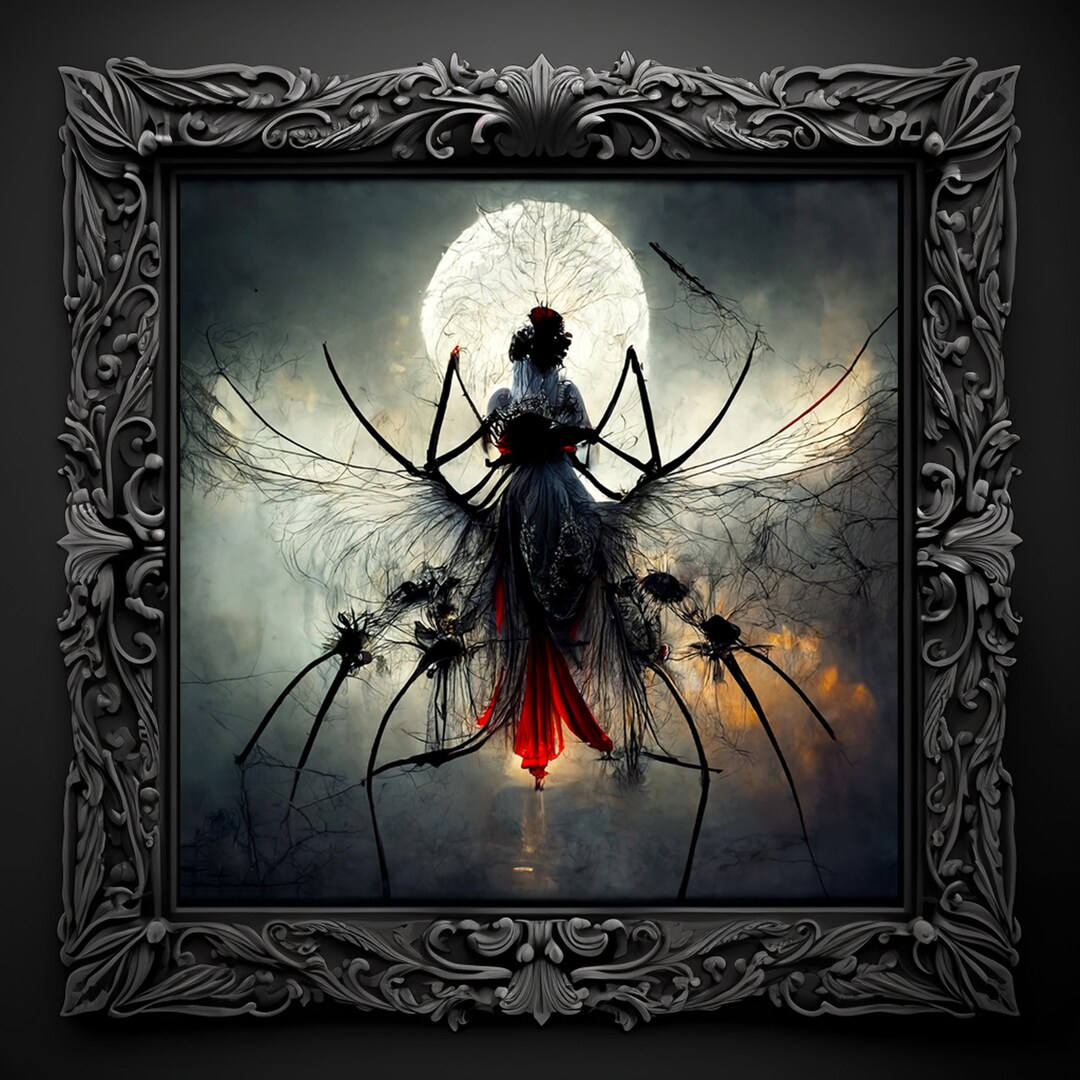 Gothic Wall Art-abstract Dark Angel-digital Oil Painting-moody Home ...