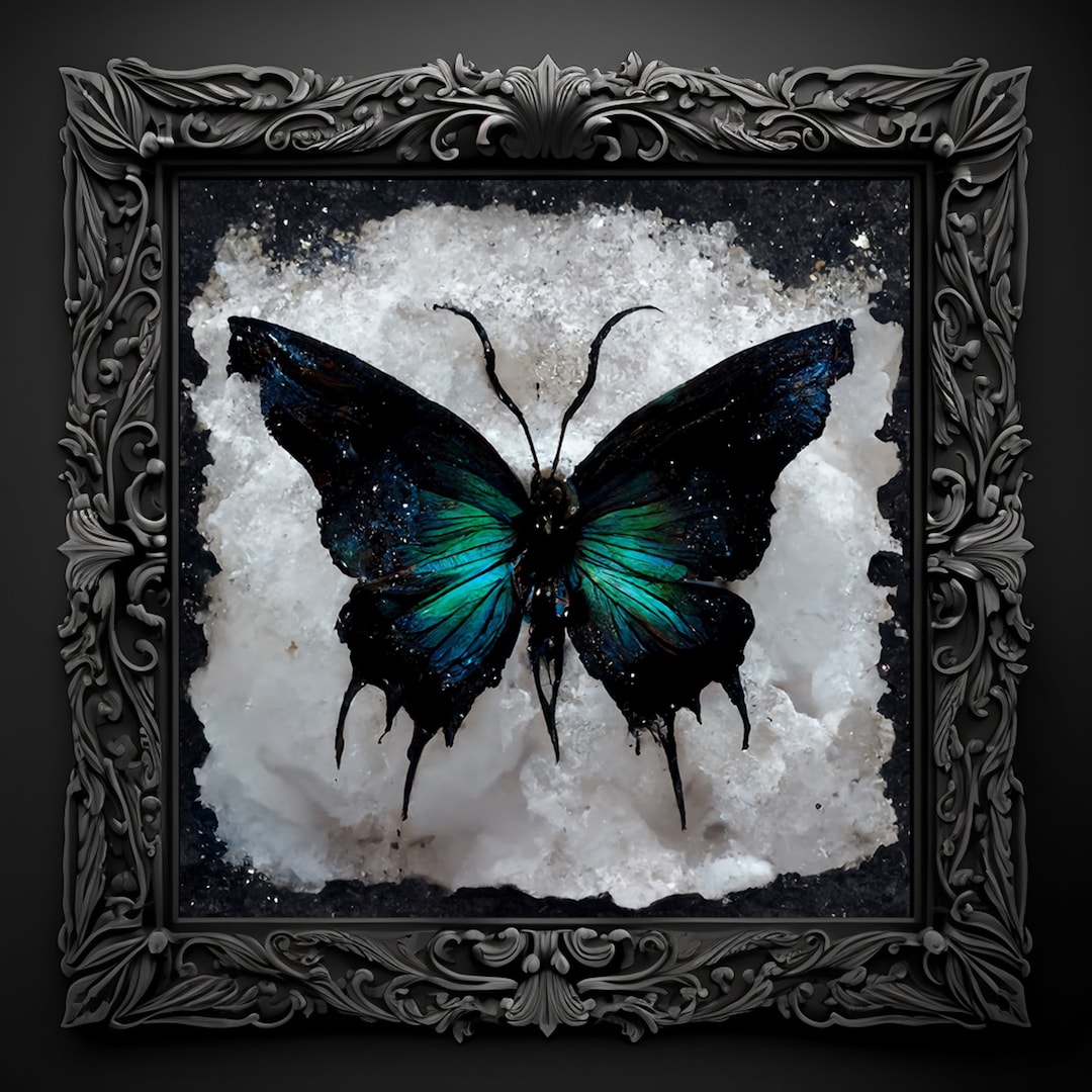 Gothic Wall Art-abstract Butterfly-digital Oil Painting-moody Home ...