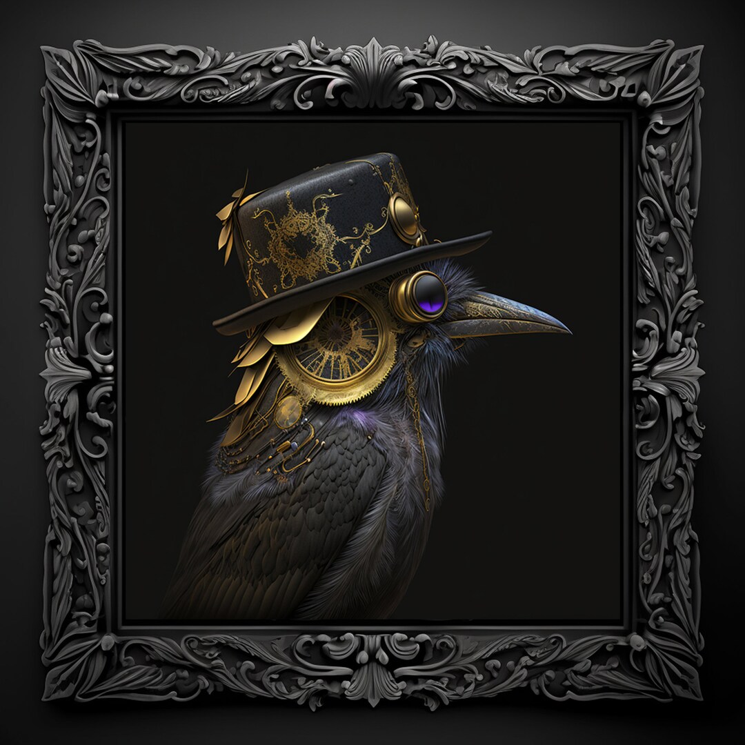 Steampunk Crow-gothic Wall Art-moody Home Decor-dark Academia Decor ...